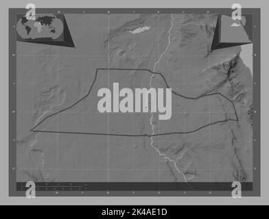 Al Minya, governorate of Egypt. Bilevel elevation map with lakes and ...