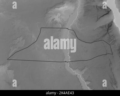 Al Minya, governorate of Egypt. Grayscale elevation map with lakes and ...