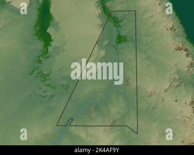 Aswan, governorate of Egypt. Colored elevation map with lakes and ...