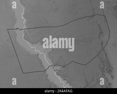 Asyut, governorate of Egypt. Grayscale elevation map with lakes and ...