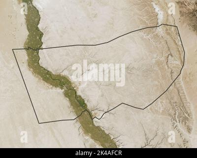 Asyut, governorate of Egypt. Low resolution satellite map. Corner ...