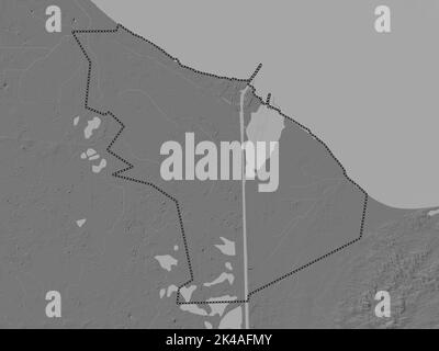 Bur Sa`id, governorate of Egypt. Bilevel elevation map with lakes and ...