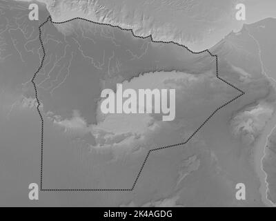 Matrouh, governorate of Egypt. Grayscale elevation map with lakes and ...