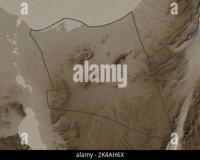 Shamal Sina', governorate of Egypt. Colored elevation map with lakes ...