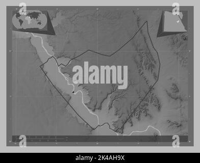Suhaj, governorate of Egypt. Grayscale elevation map with lakes and ...