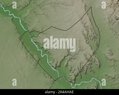 Suhaj, governorate of Egypt. Colored elevation map with lakes and ...