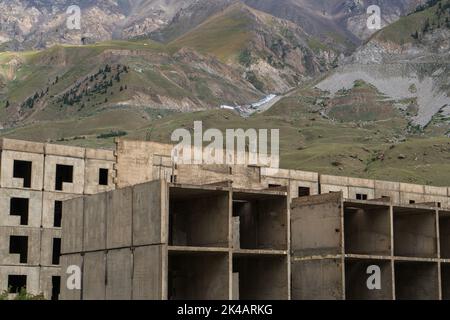 Abandoned and unfinished residential Soviet apartment buildings in ...