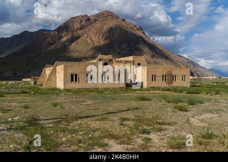Abandoned Soviet town hall in Enilchek ghost mining town, Kyrgyzstan ...
