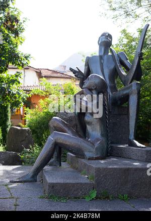 Smolyan ,Bulgaria - Street in the city of Smolyan, the winter road and ...