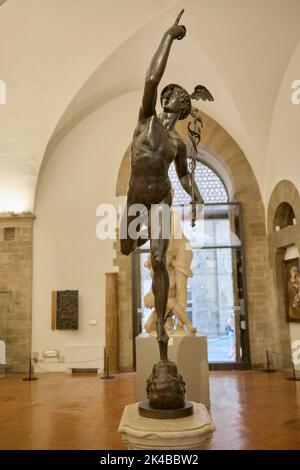 Bronze Mercury Statue In The Bargello Museum In Florence, Italy Stock ...