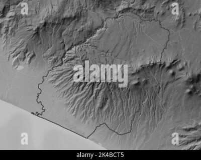Ahuachapan, department of El Salvador. Grayscale elevation map with ...