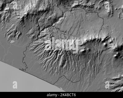 Ahuachapan, department of El Salvador. Bilevel elevation map with lakes ...
