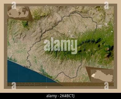 Ahuachapan, department of El Salvador. Low resolution satellite map ...