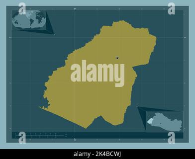 Ahuachapan, department of El Salvador. Solid color shape. Locations and ...