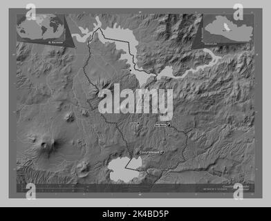 Cuscatlan, department of El Salvador. Grayscale elevation map with ...