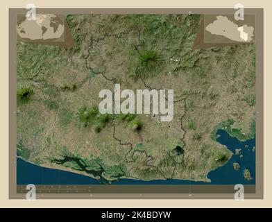 San Miguel, department of El Salvador. Bilevel elevation map with lakes ...