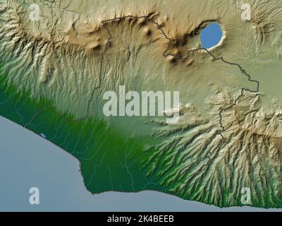 Sonsonate, department of El Salvador. Elevation map colored in wiki ...