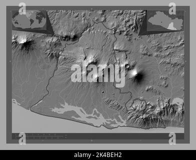 Usulutan, department of El Salvador. Bilevel elevation map with lakes ...