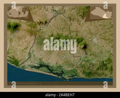 Usulutan, department of El Salvador. Low resolution satellite map ...