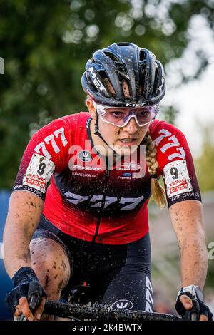 Dutch Aniek Van Alphen pictured in action during the women elite race ...