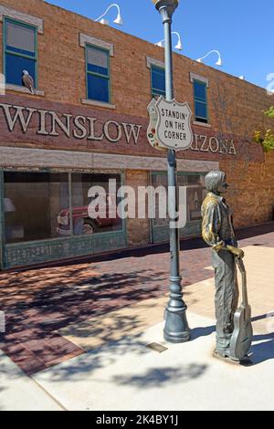 Statue of Glenn Frey standin' on the Corner in Winslow, Arizona Stock ...