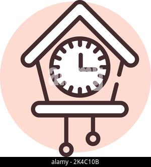 Funny Cuckoo Clock icon cartoon vector. Wall time. Bird hour Stock ...