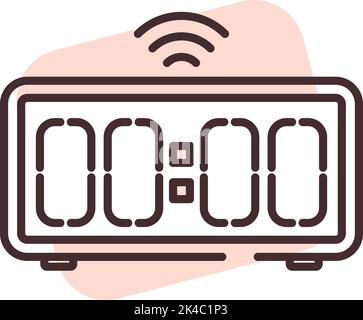 digital Alarm Clock icon sign. Seamless pattern on a gray background ...