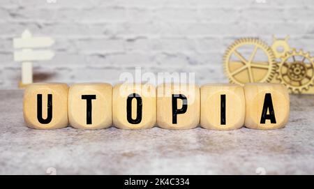 Utopia concept word cloud background Stock Photo - Alamy