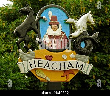 Heacham, Village sign, Pocahontas, Norfolk, England, UK Stock Photo - Alamy