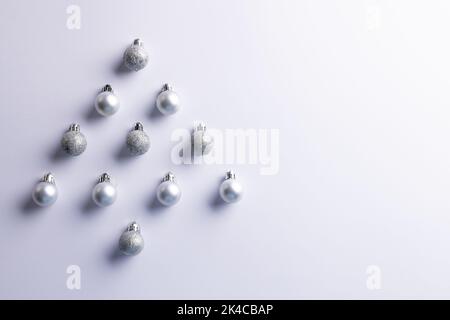 Image of christmas decoration white baubles forming christmas tree copy ...