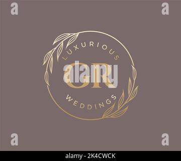 GR Initials letter Wedding monogram logos template, hand drawn modern ...