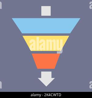A design of a Funnel diagram with three steps template isolated on ...