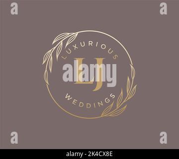 LJ Initials letter Wedding monogram logos collection, hand drawn modern ...
