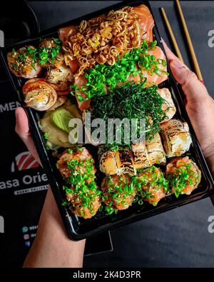 Different types of rice in box on wooden background Stock Photo - Alamy
