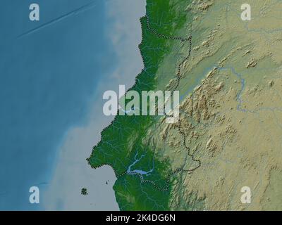 Litoral, province of Equatorial Guinea. Colored elevation map with ...