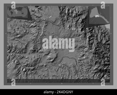 Debub, region of Eritrea. Bilevel elevation map with lakes and rivers ...