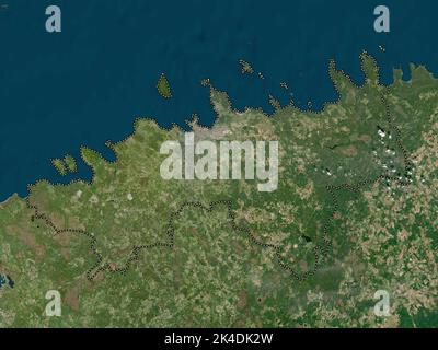 Harju, county of Estonia. Low resolution satellite map. Locations and ...
