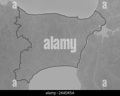 Ida-Viru, county of Estonia. Grayscale elevation map with lakes and ...