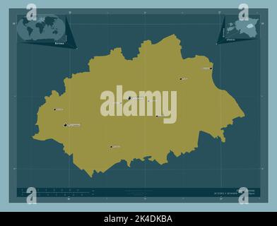 Jogeva, county of Estonia. Solid color shape. Corner auxiliary location ...