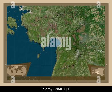 Parnu, county of Estonia. Low resolution satellite map. Corner ...