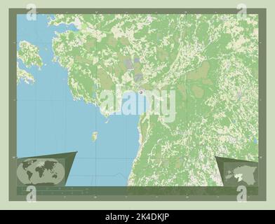 Parnu, county of Estonia. Open Street Map. Locations and names of major ...