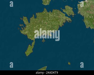 Saare, county of Estonia. Low resolution satellite map. Locations and ...