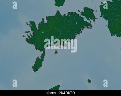 Saare, county of Estonia. Colored elevation map with lakes and rivers ...
