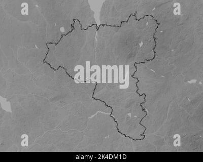 Valga, county of Estonia. Grayscale elevation map with lakes and rivers ...