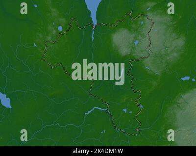 Valga, county of Estonia. Colored elevation map with lakes and rivers ...