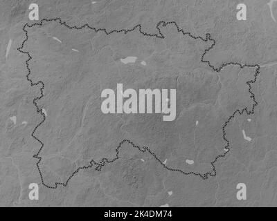 Voru, county of Estonia. Grayscale elevation map with lakes and rivers ...