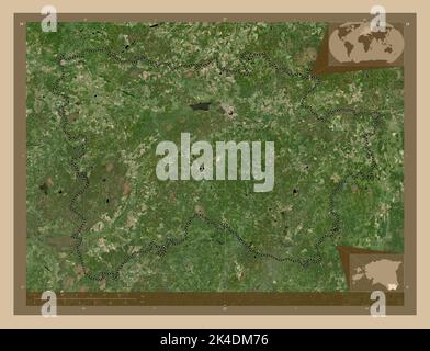Voru, county of Estonia. Low resolution satellite map. Locations and ...