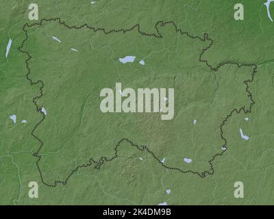Voru, county of Estonia. Colored elevation map with lakes and rivers ...