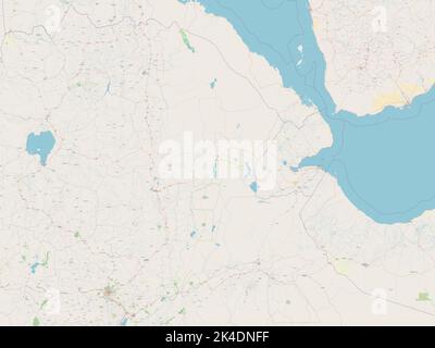 Afar, state of Ethiopia. Open Street Map. Locations and names of major ...