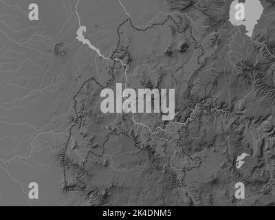 Benshangul-Gumaz, state of Ethiopia. Grayscale elevation map with lakes ...